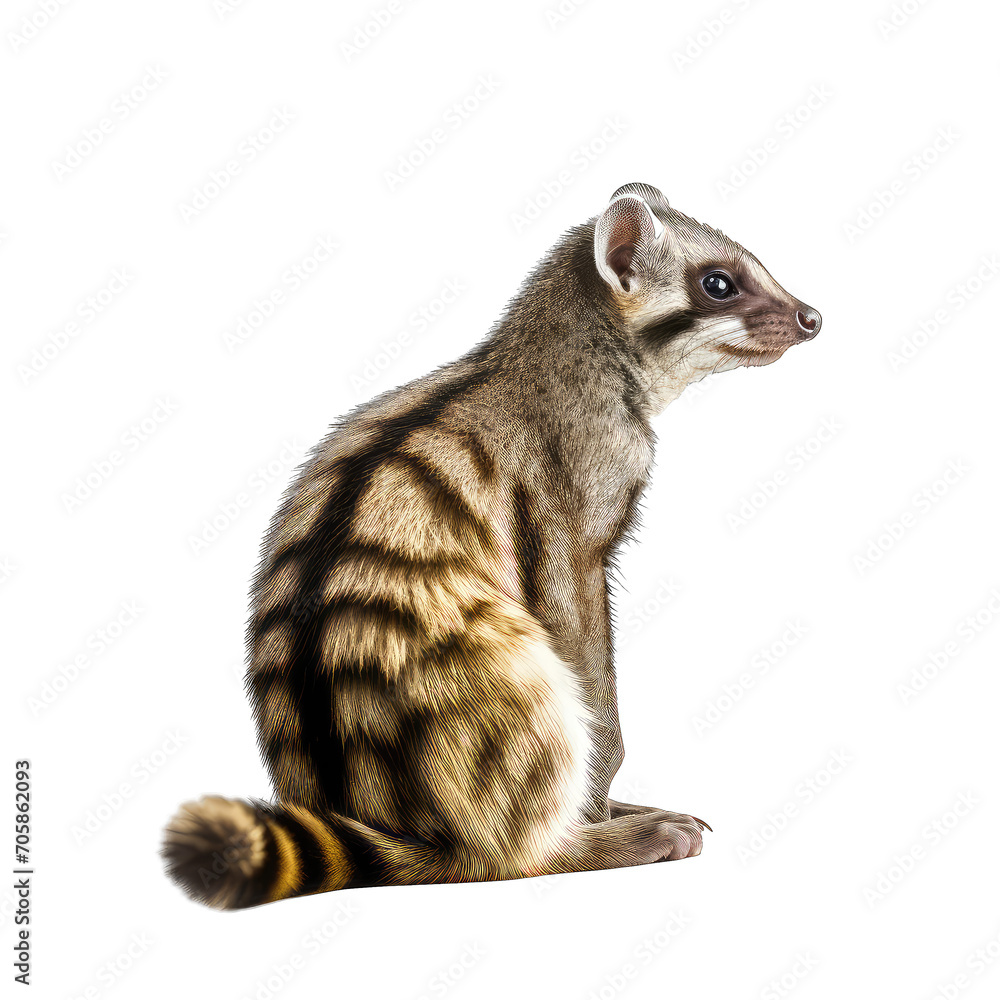 Banded Palm Civet sideview. Wild animals become extinct isolated on ...