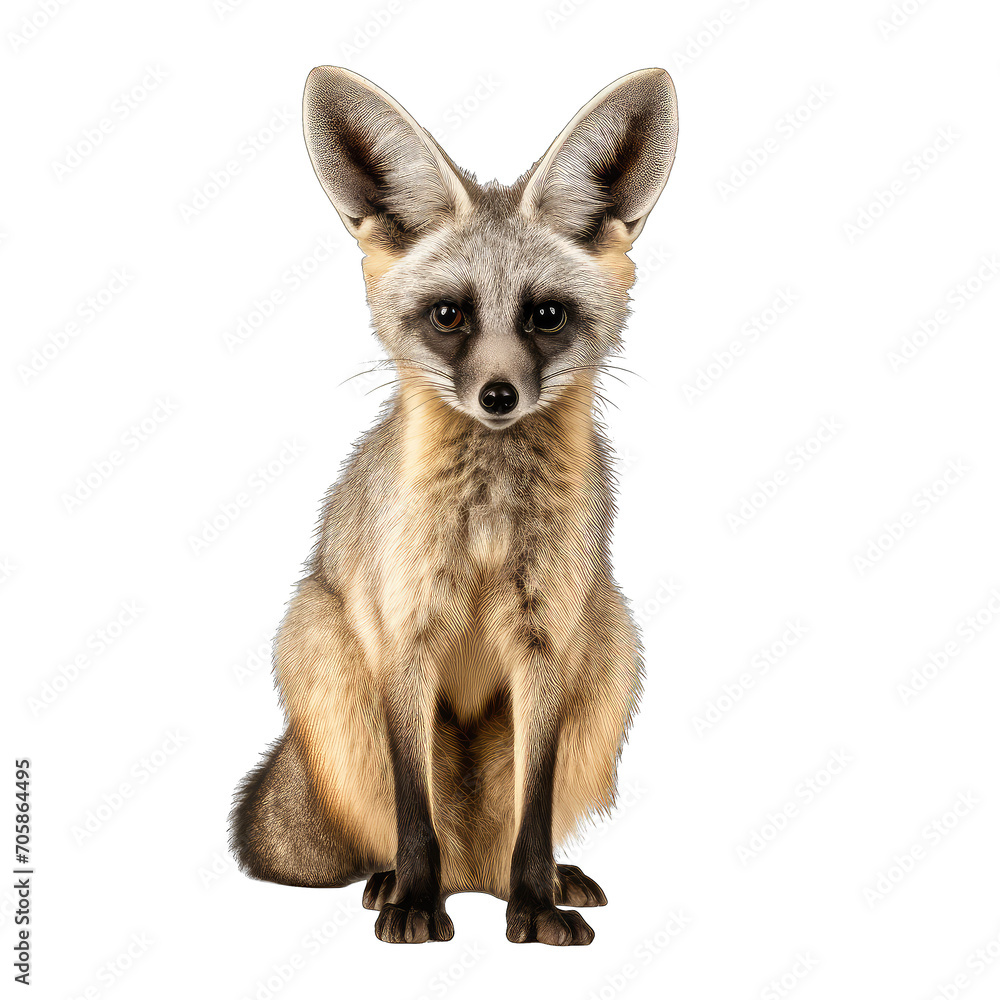 Bat-Eared Fox standing frontview, a type of fox, a wild predator ...