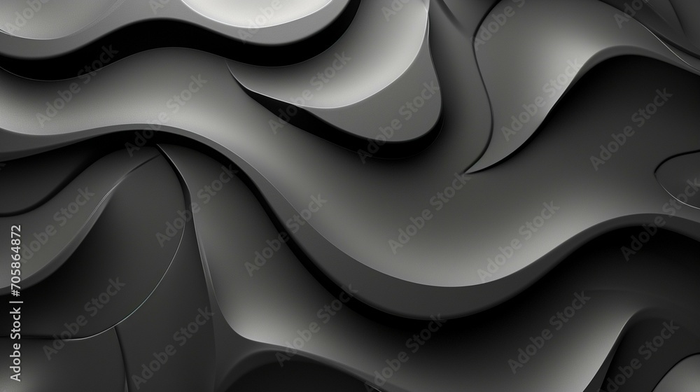 Abstract 3D shapes in a monochromatic scheme, forming a contemporary ...