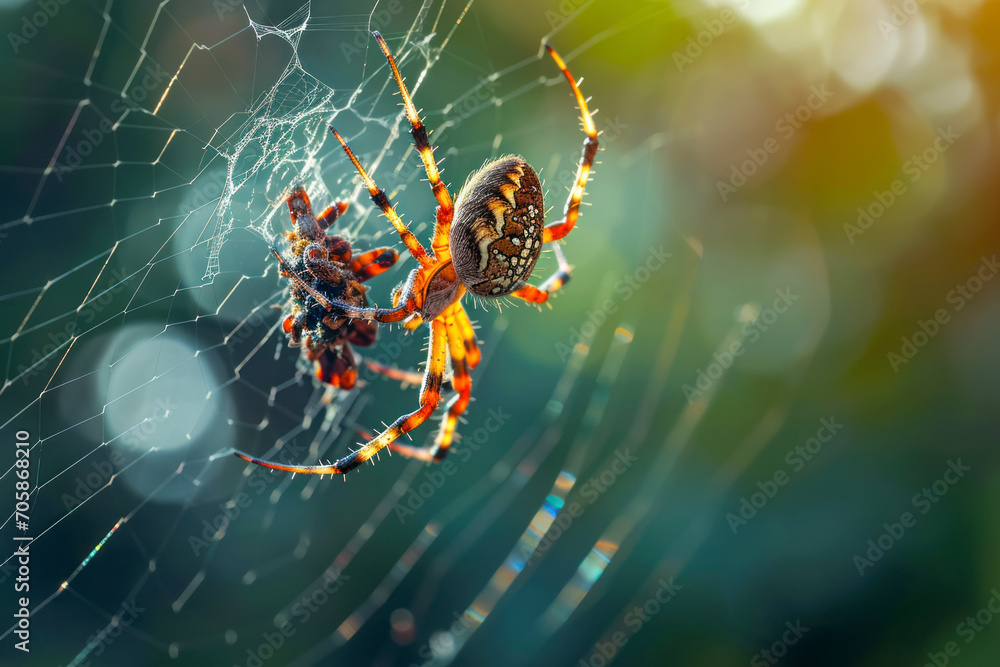 Spider with prey, an action-packed image capturing a spider with its ...