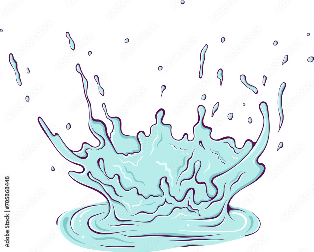 Splatter crown of water or paint. Splashes of fluid. Splash water ...