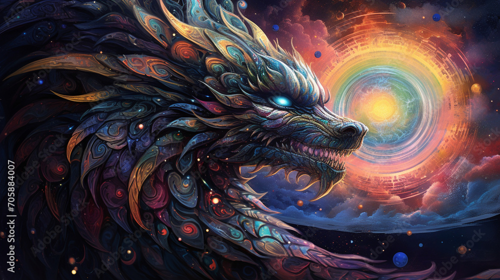 Celestial Guardian: The dragon depicted as a guardian of the celestial ...