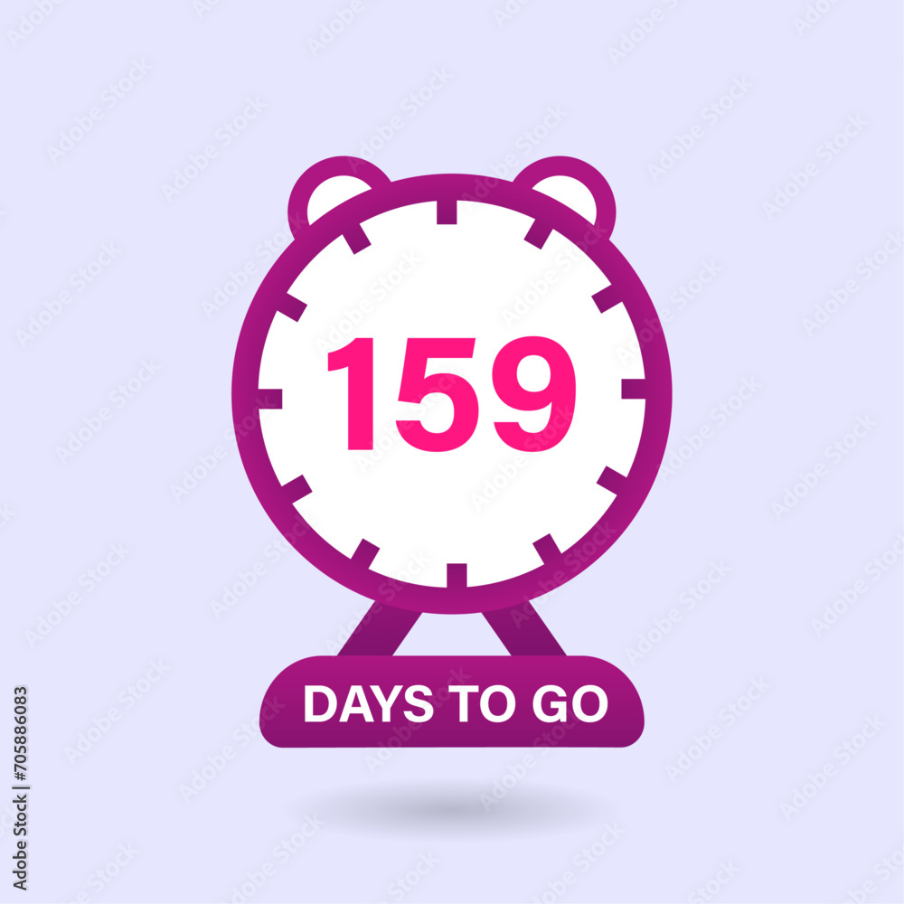 159 Days to go. Countdown timer. Clock icon. 159 days left to go ...