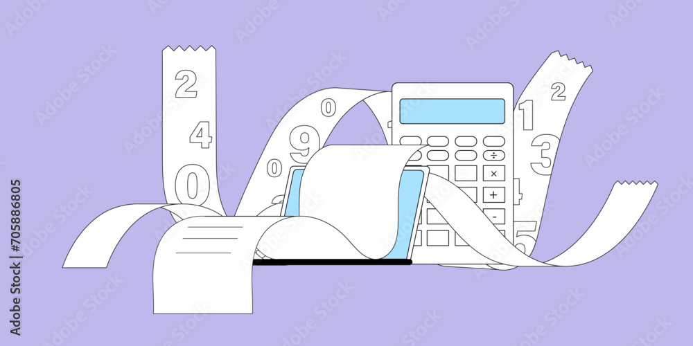 Tax time vector illustration. Documents preparation for tax calculation ...