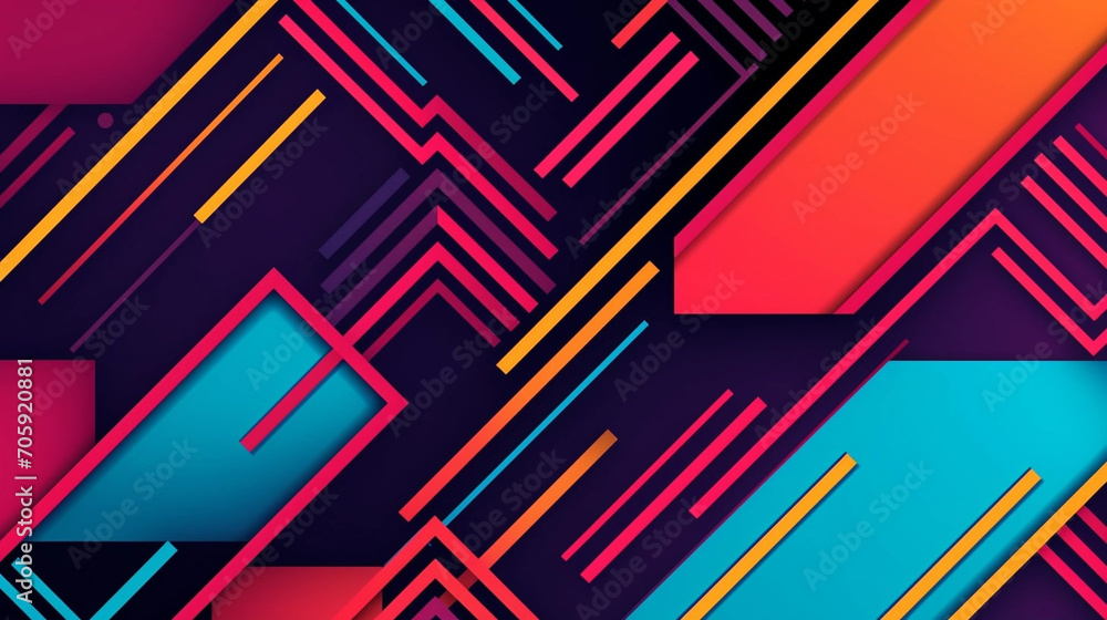copy space, simple vector illustration, 80s design with colorful ...