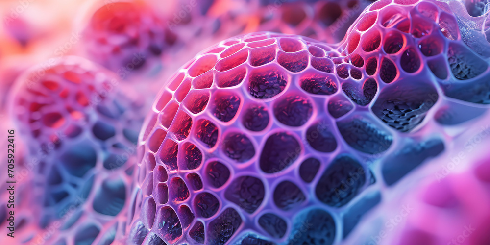 Surface of the skin under the microscope. Molecules and skin cells ...