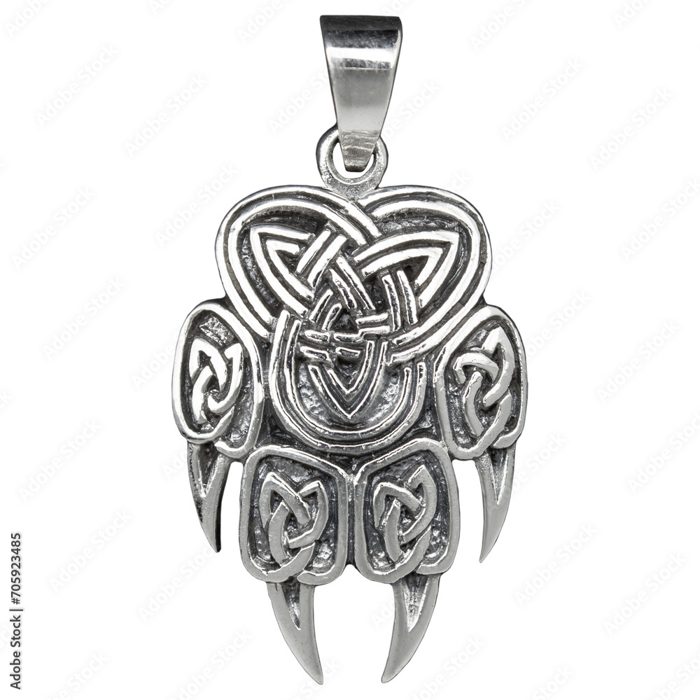 Silver jewelry. Pendant on the neck. Amulet. Occult symbolism. Seal of ...