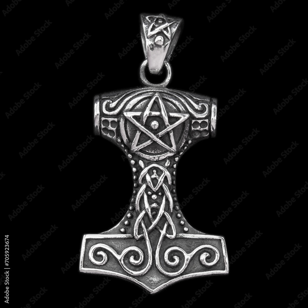 Silver Mjolnir pendant. Peruns ax. Pagan Style. Ancient amulet of ...