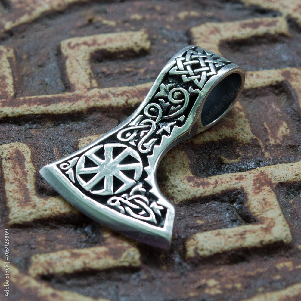 Silver Mjolnir pendant. Peruns ax. Pagan Style. Ancient amulet of ...
