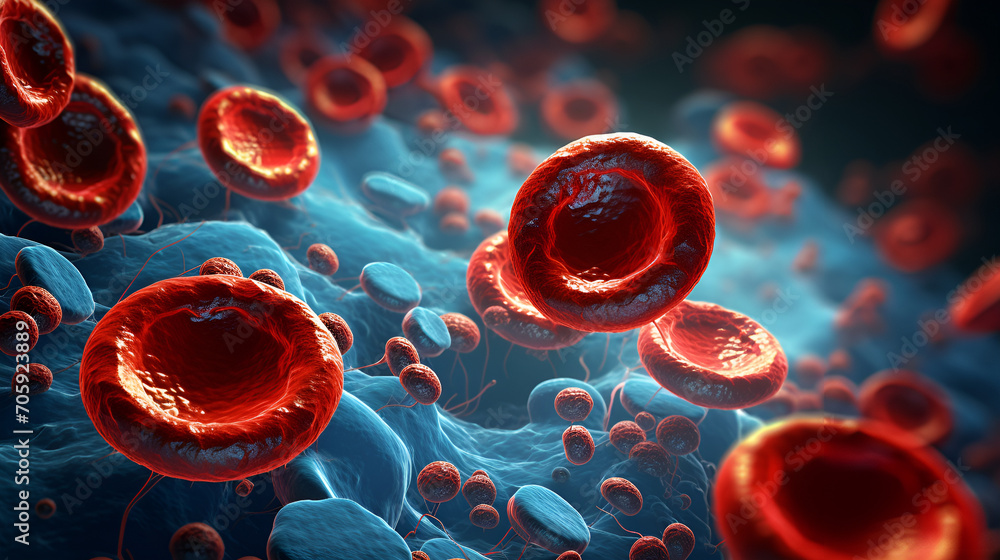 Image of red blood cells in the flows in the veins,Photo human red ...