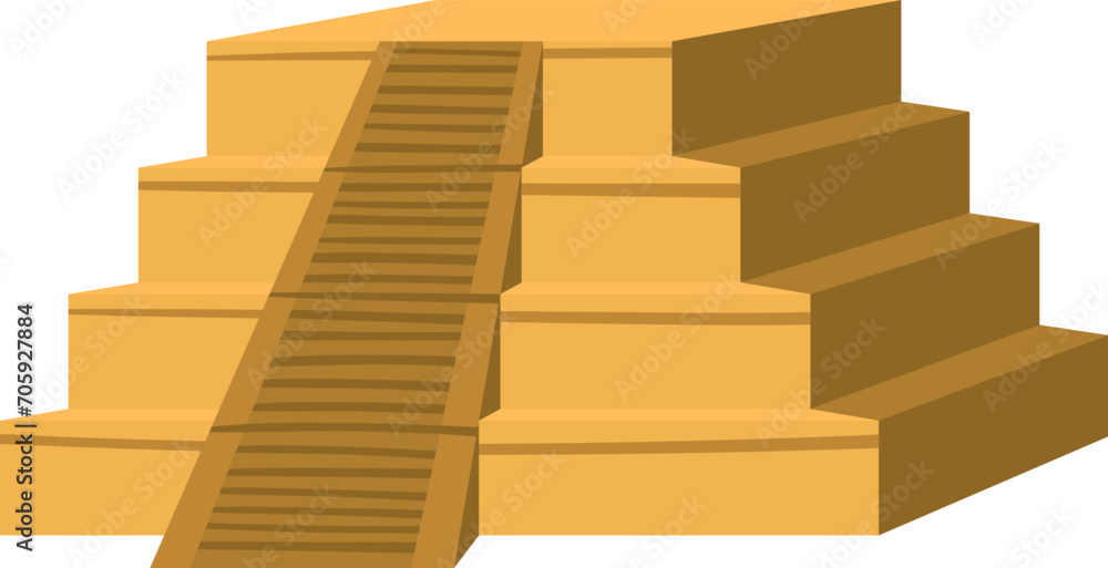 Golden stairs with brown steps leading upward. Success and achievement ...