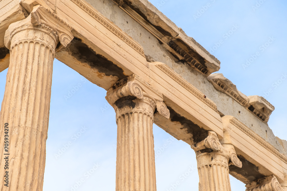 Antique columns of Erechtheion temple, Acropolis of Athens, Greece ...