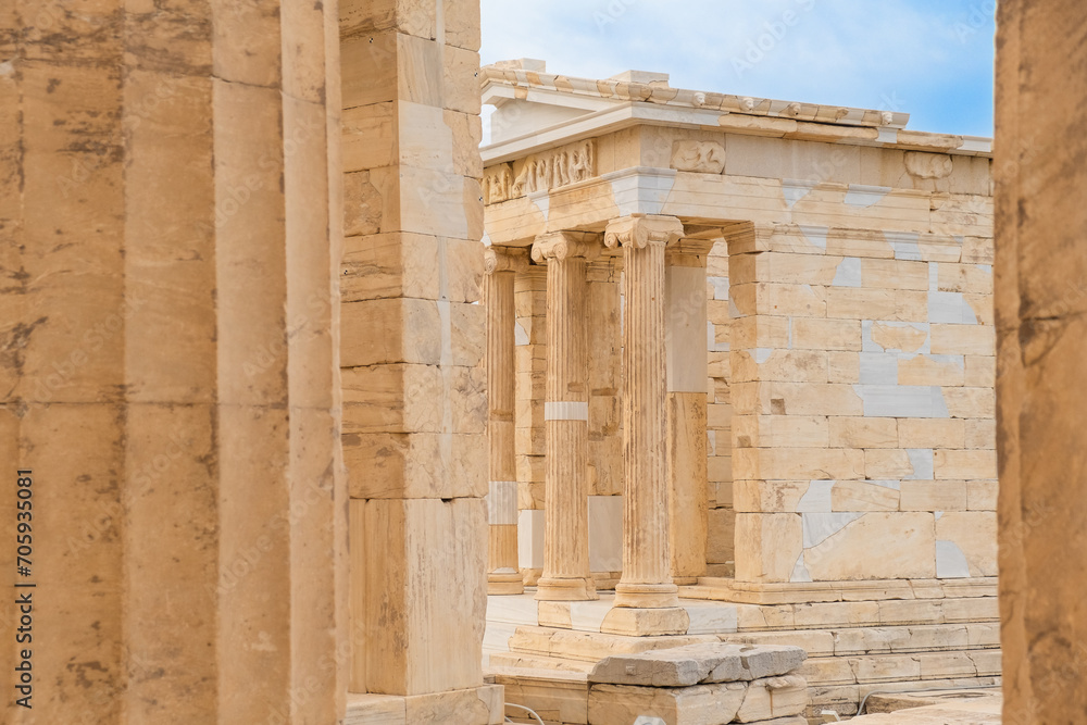 Temple of Athena Nike with columns on the Acropolis in Athens, Greece ...