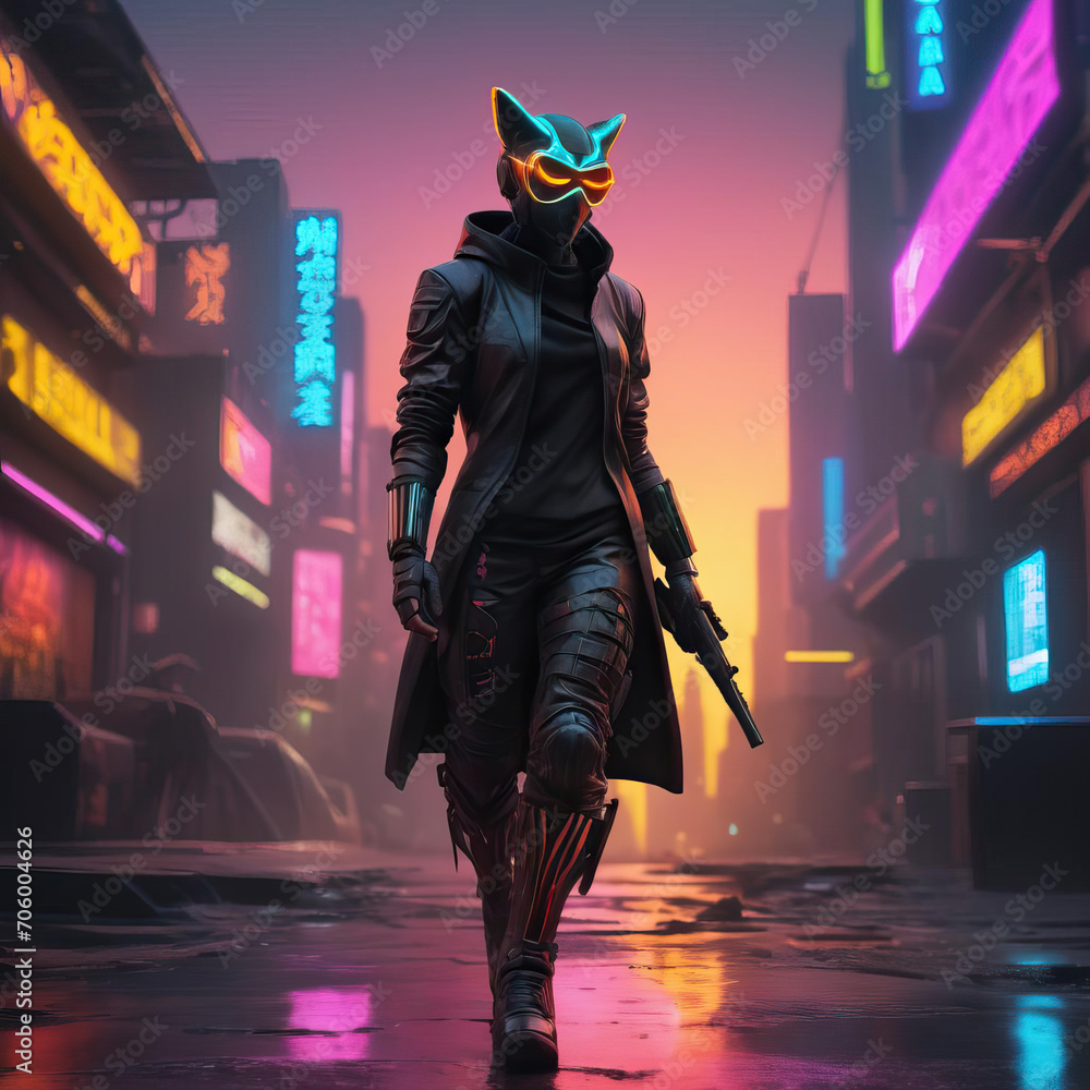 Neon Assassin - A cyberpunk-themed assassin with masked anonymity and ...