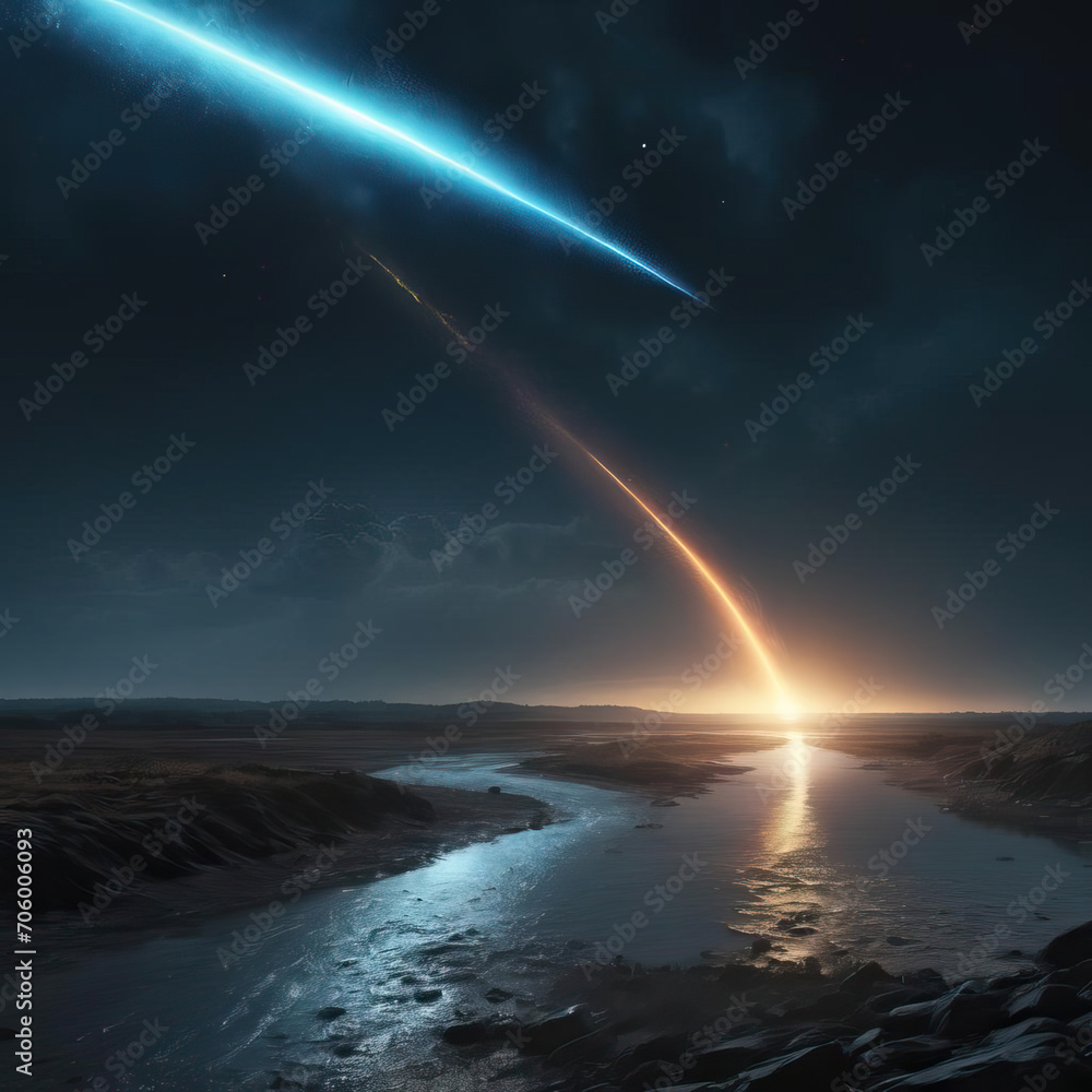 Dazzling Comet Streaking Through the Night Sky - A mesmerizing view of ...