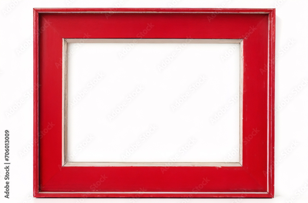 Realistic empty rectangular red frame with passepartout on white ...