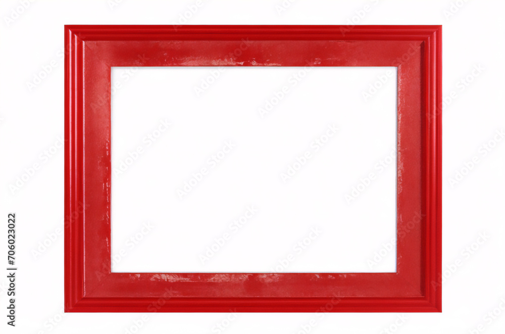 Realistic empty rectangular red frame with passepartout on white ...