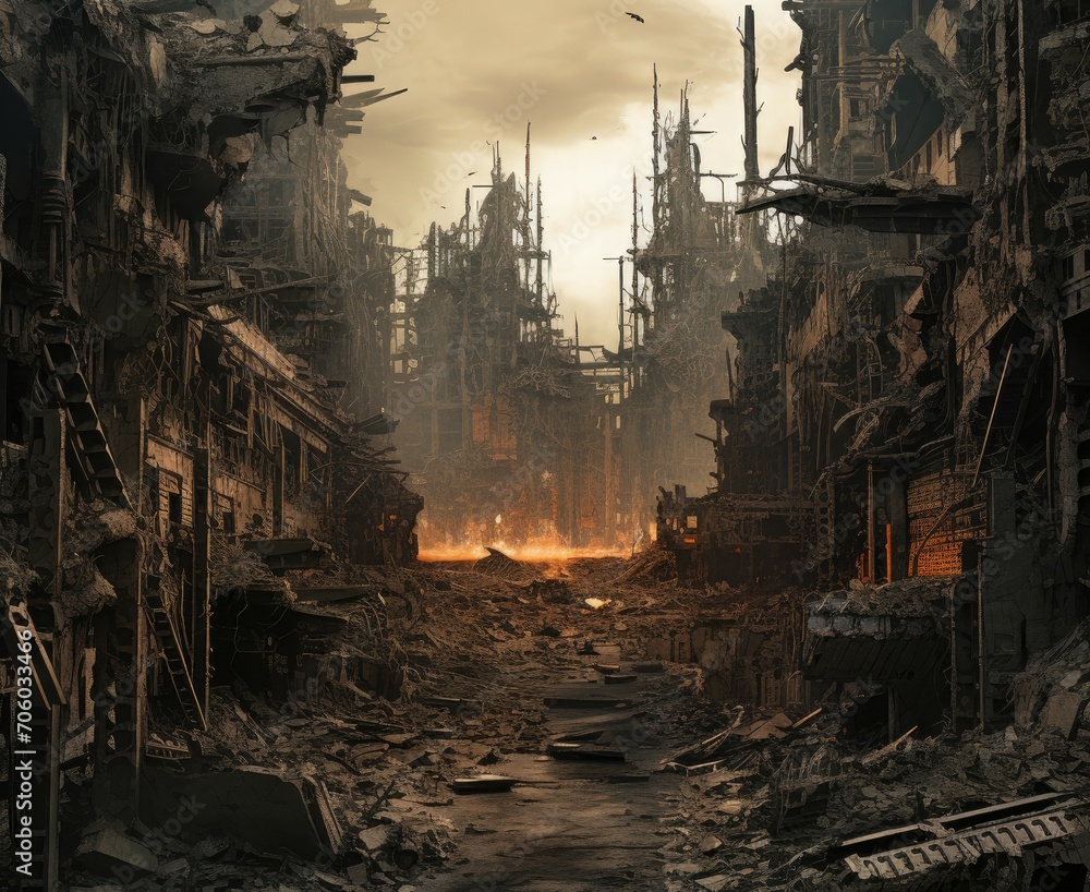 Explore the dystopian vision of a generic major city's ruins after the ...