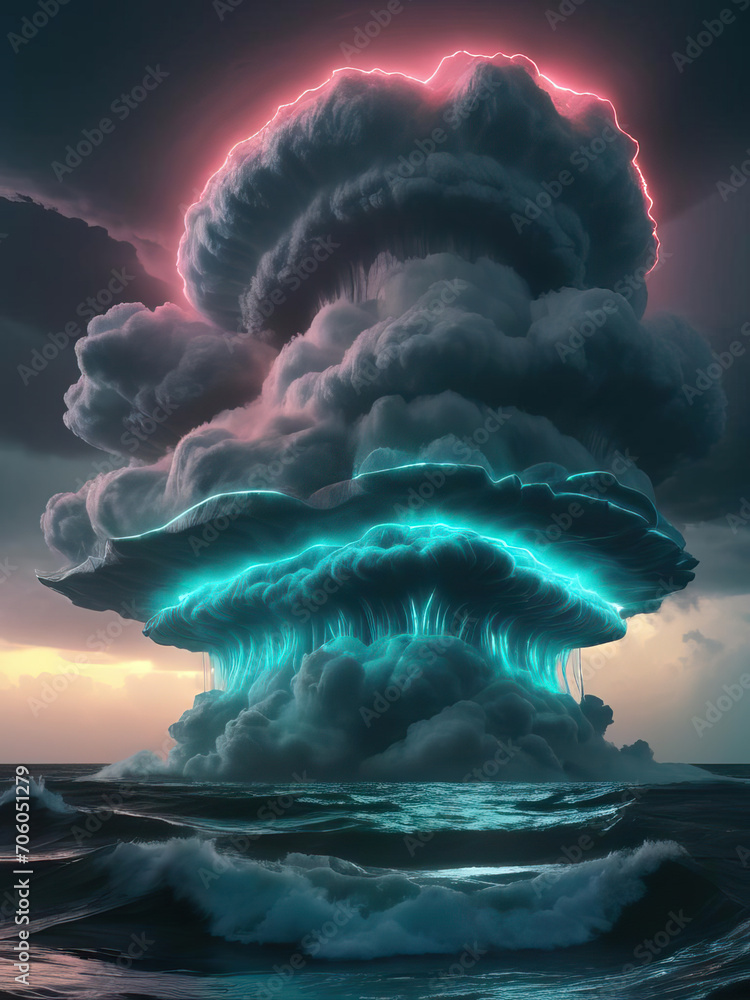 Apocalyptic Neon - Supercell thunderstorm with ominous cloud formations ...