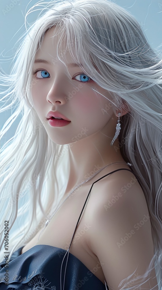 Satoru Gojo, Karina Aespa, asian, blue shinny eyes, female, smile ...