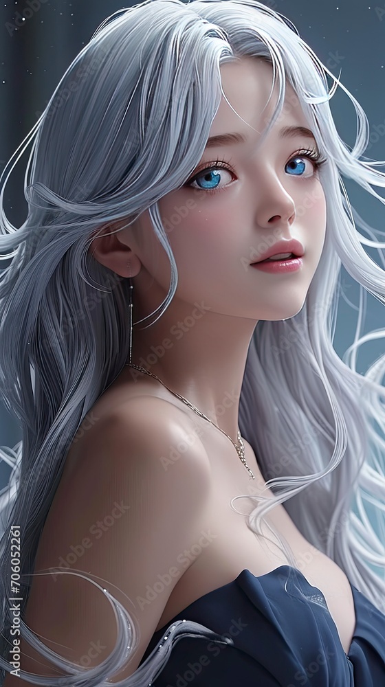 Satoru Gojo, Karina Aespa, asian, blue shinny eyes, female, smile ...