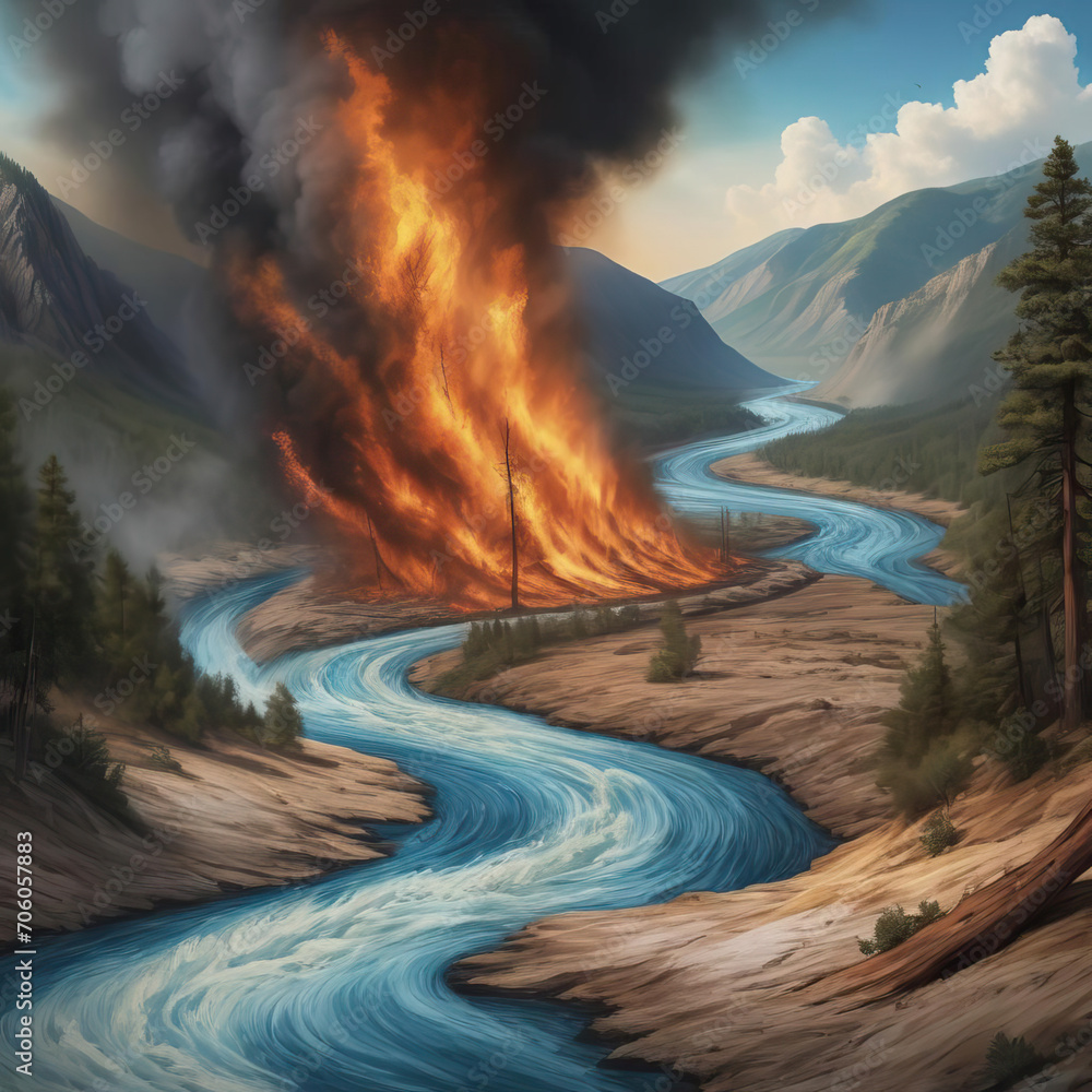 Wildfire Spreading Through Rugged Wilderness - A Charming Fabric ...