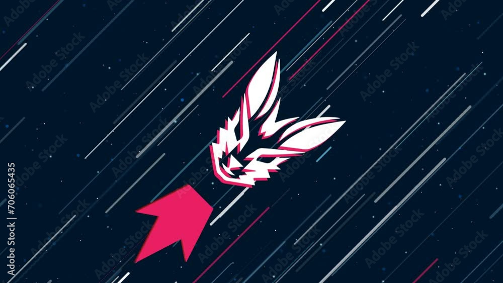 Hare's head symbol flies through the universe on a jet propulsion. The ...