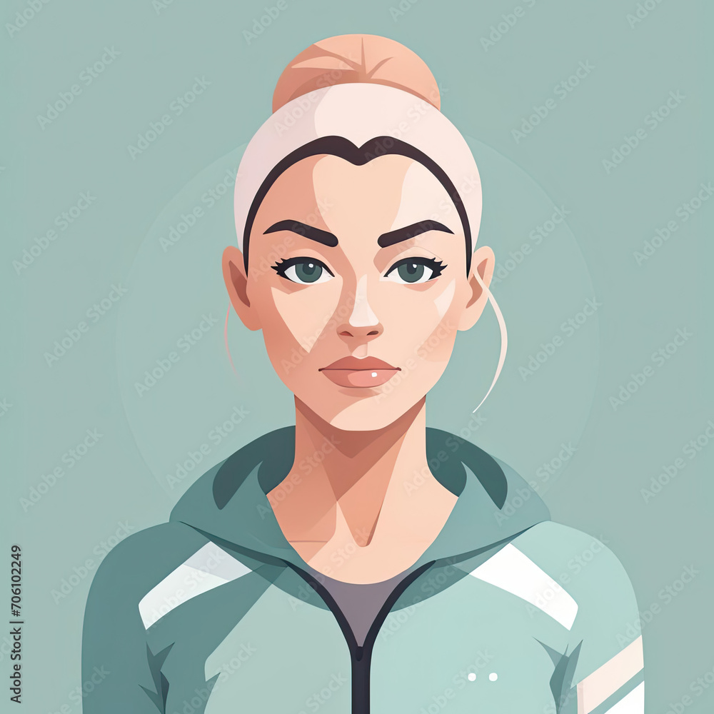 Minimalist Female Athlete Icon - Clean and sharp graphic with a soft ...