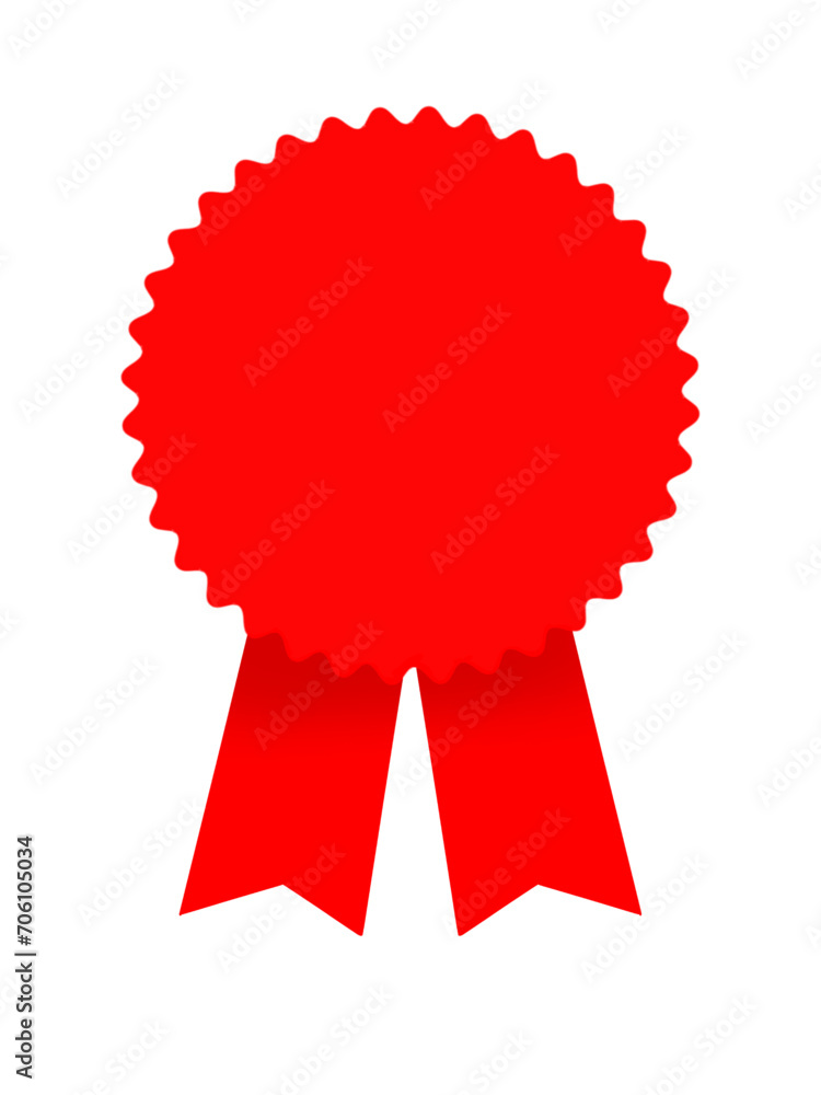 red award badge ribbon vector illustration isolated on white and ...