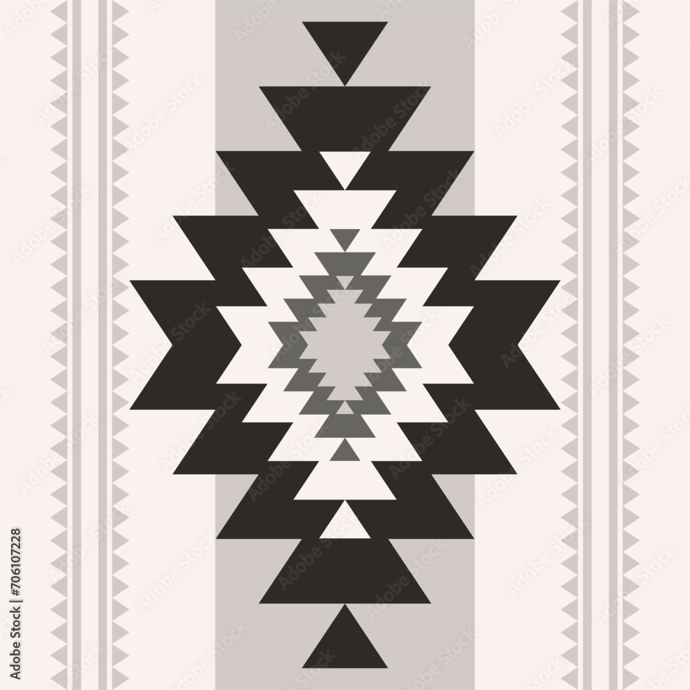 Southwest navajo monochrome gray pattern. Vector ethnic southwestern ...