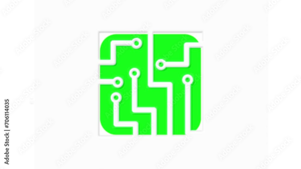 Circuit board icon, technology circuit board icon animation, square ...
