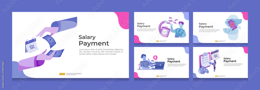 salary payment and payroll illustration set bundle for annual bonus ...