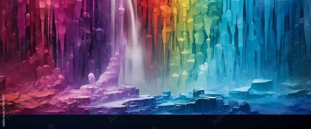 Gradient layers cascade like a waterfall of color, each hue seamlessly ...