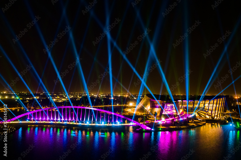 3D laser show in Southern Branch of the National Palace Museum Stock Photo | Adobe Stock