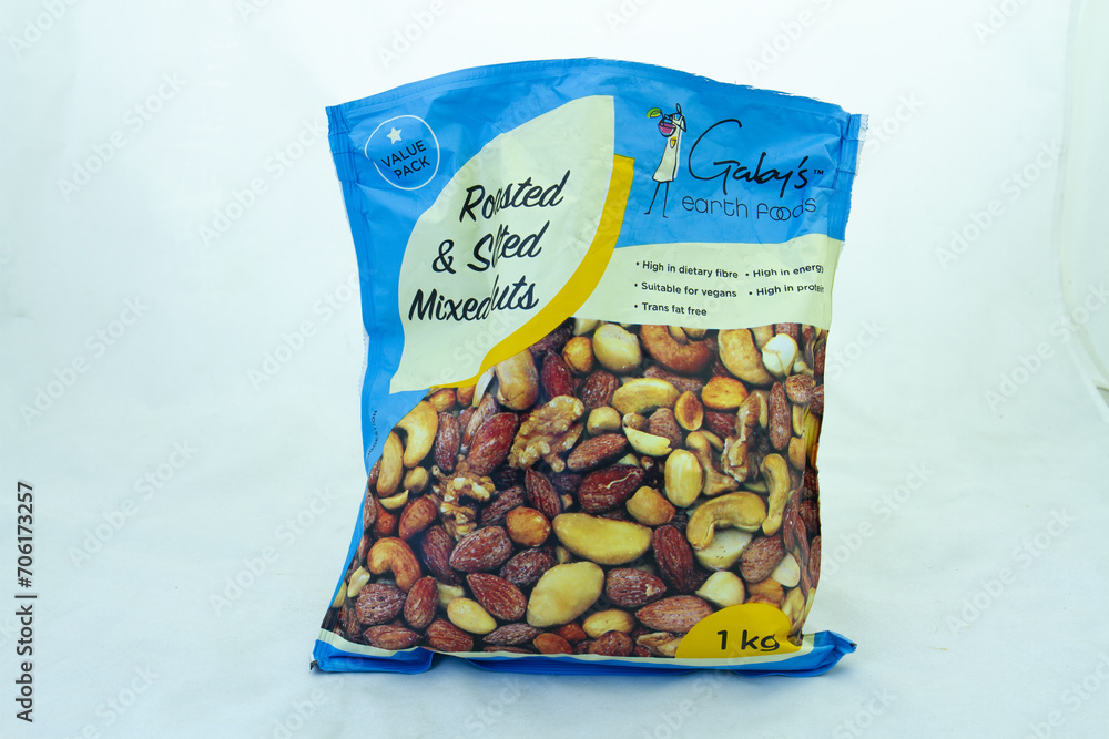 Johannesburg, South Africa - a bag of salted and roasted mixed nuts ...