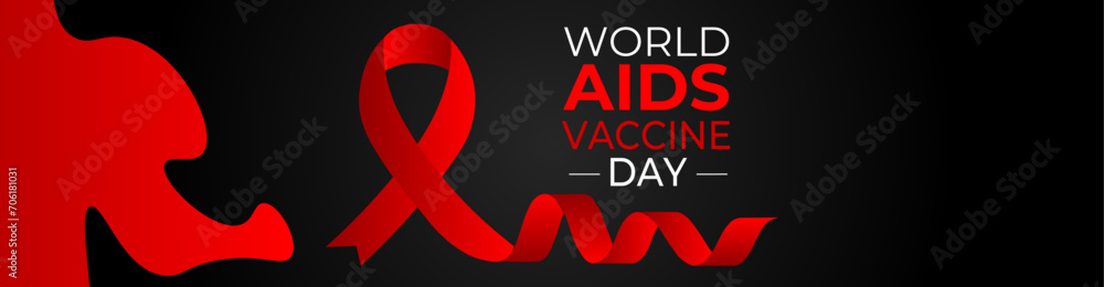 World AIDS Vaccine Day Design. Red AIDS Ribbon and HIV vaccine ...