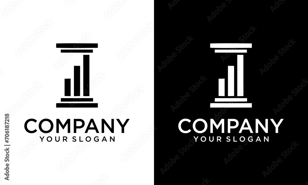 Vetor de Creative Finance banking logo design concept. Three pillars ...