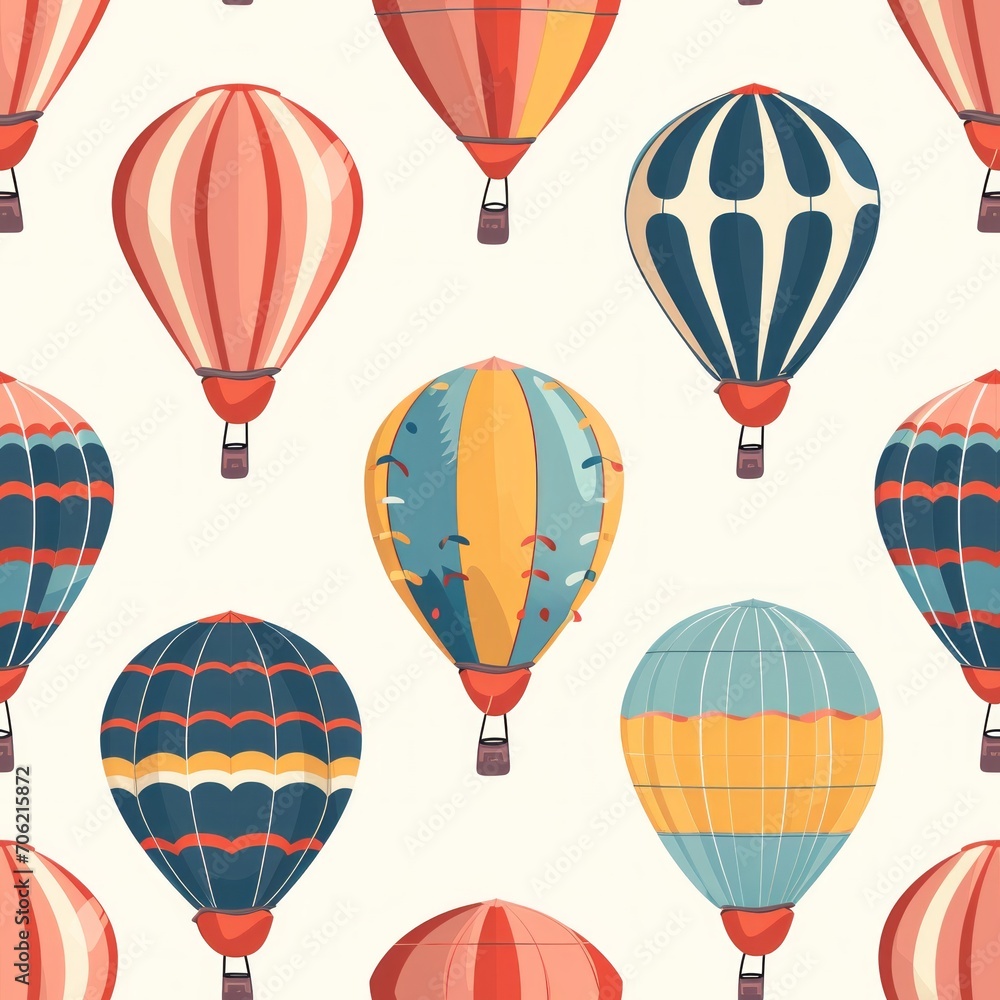 Seamless Patterns for prints | Hot Air Balloon Meadow 2D Illustration ...