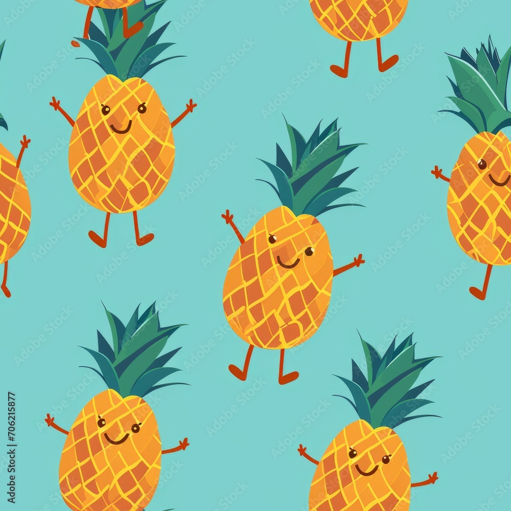Seamless Patterns for prints | joyful Pineapple Dancer 2D Illustration ...