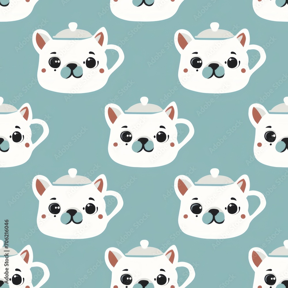 Seamless Patterns for prints | Tea Pot Pup 2D Illustration: A charming ...