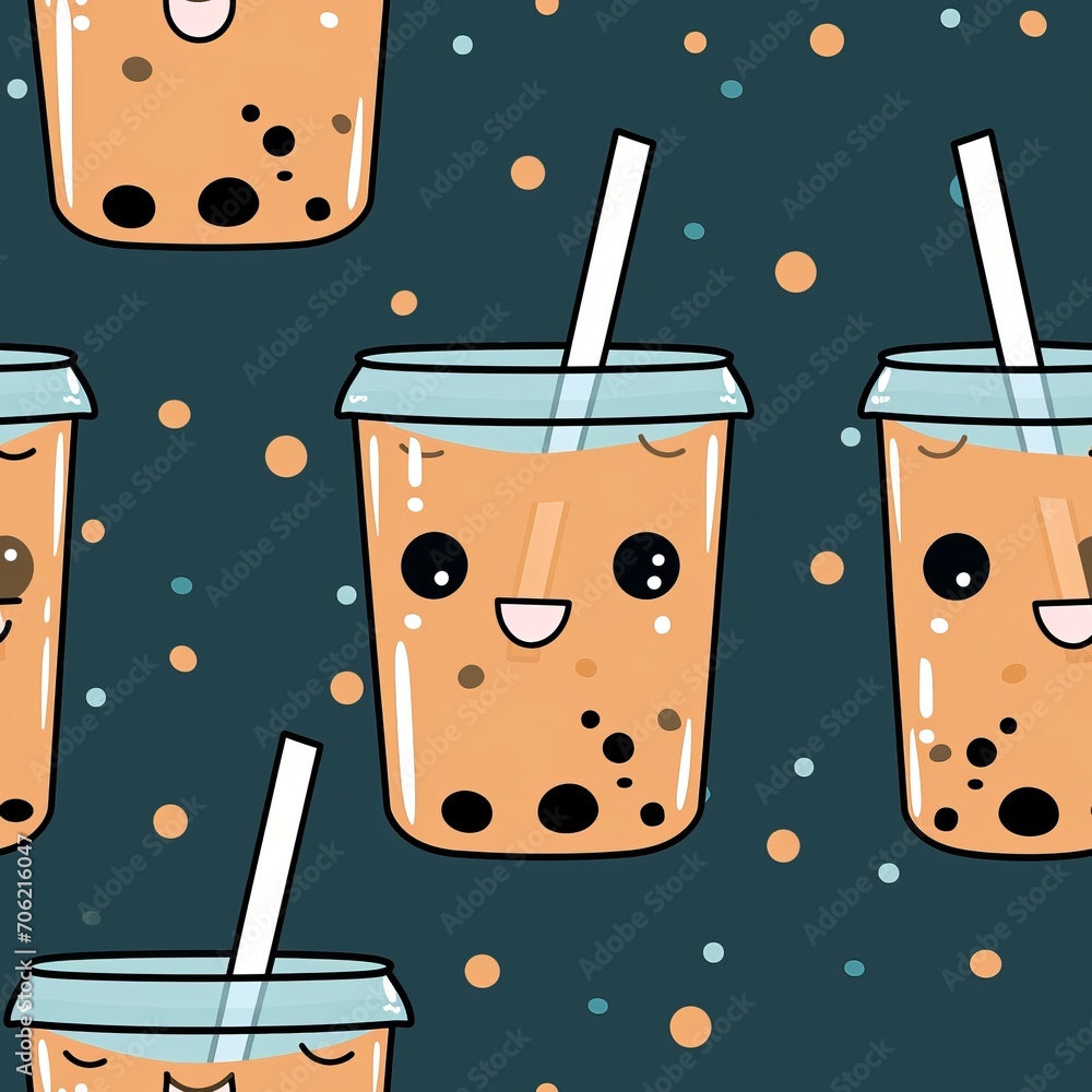 Seamless Patterns for prints | Sweet Bubble Tea Buddy 2D Illustration ...