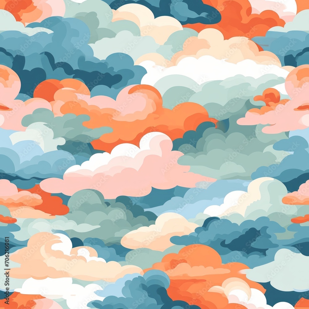 Seamless Patterns for prints | Cloudy Daydream 2D Illustration: Fluffy ...