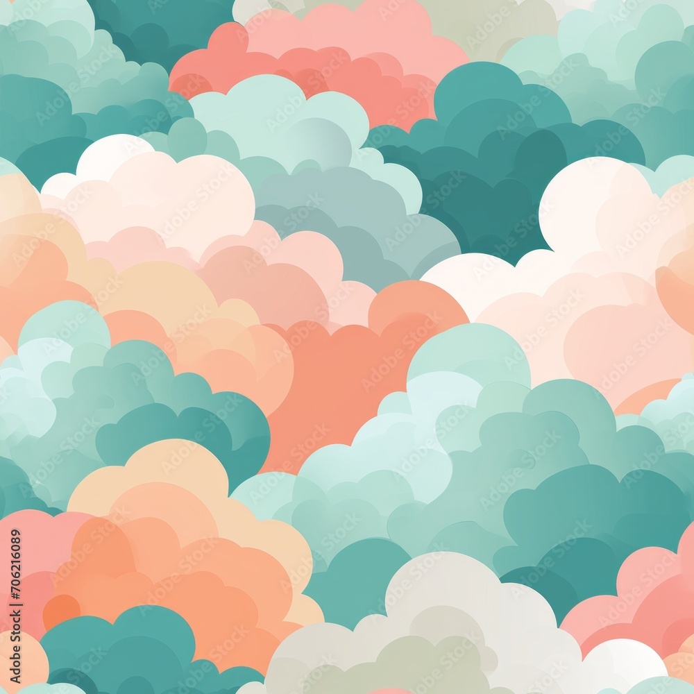 Seamless Patterns for prints | Cloudy Daydream 2D Illustration: Fluffy ...