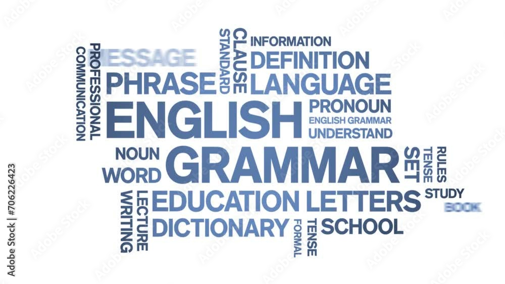 English Grammar animated word cloud;text design animation tag kinetic ...