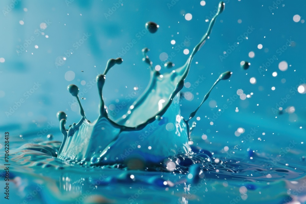 a close up of a water splash with drops of water coming off of the top ...