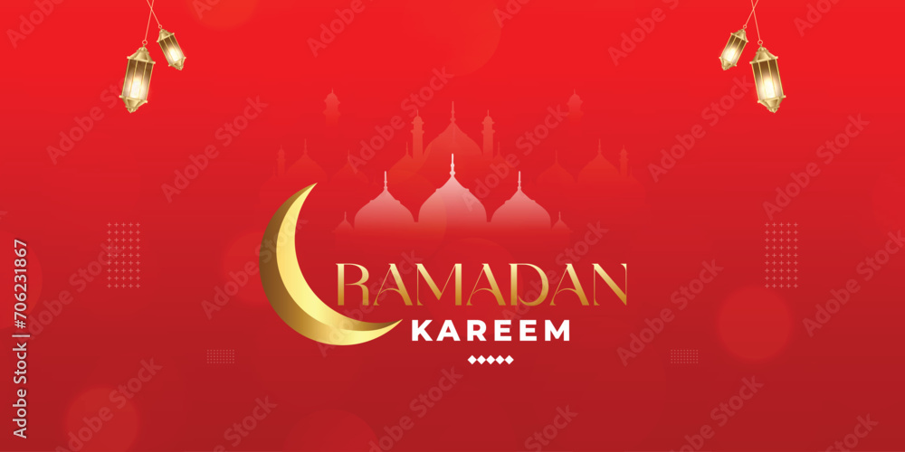Vecteur Stock Ramadan Kareem wishes, greeting, red, banner Ramzan ...