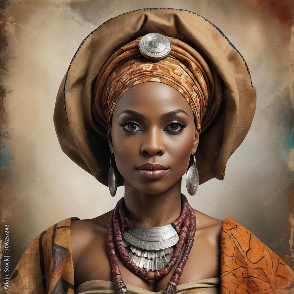 Authentic Nigerian Bride in Traditional Yoruba Gele and Iro - Half body ...