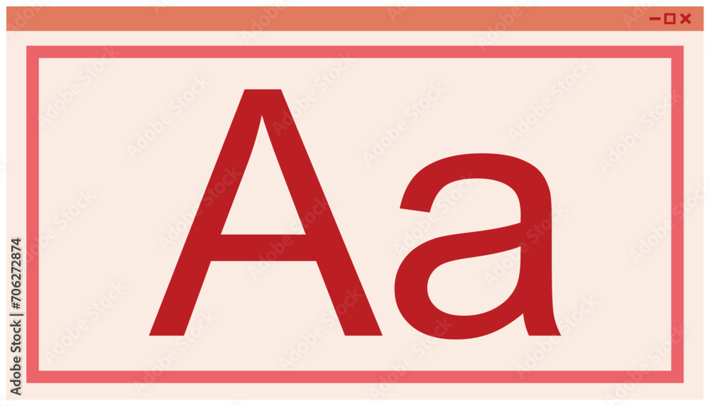 Aa uppercase letters in square frame. Letter icon, text icon symbol ...