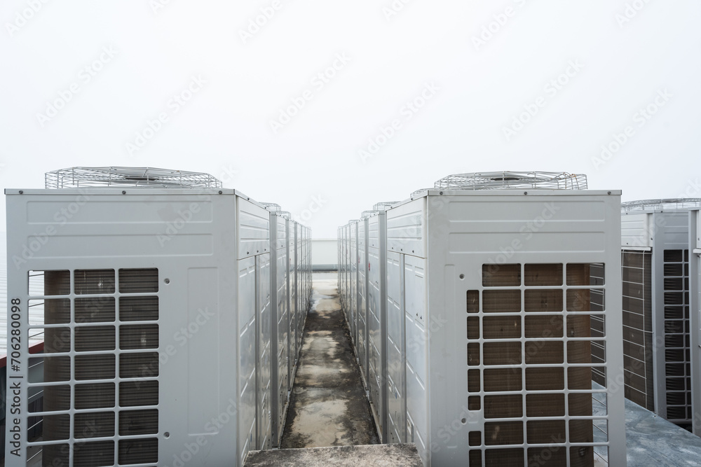 System of central compressor machine part of air conditioner system set ...