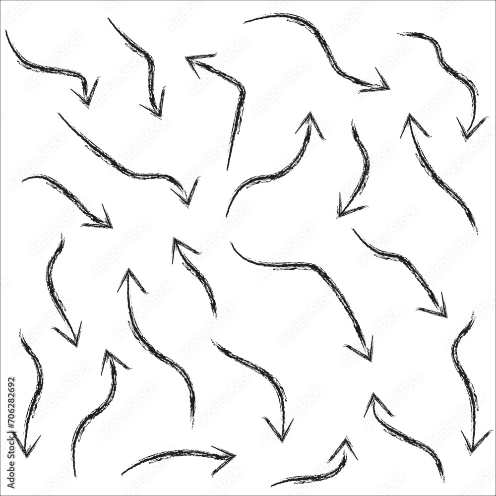 Set of different grunge brush arrows, pointers, isolated transparent ...